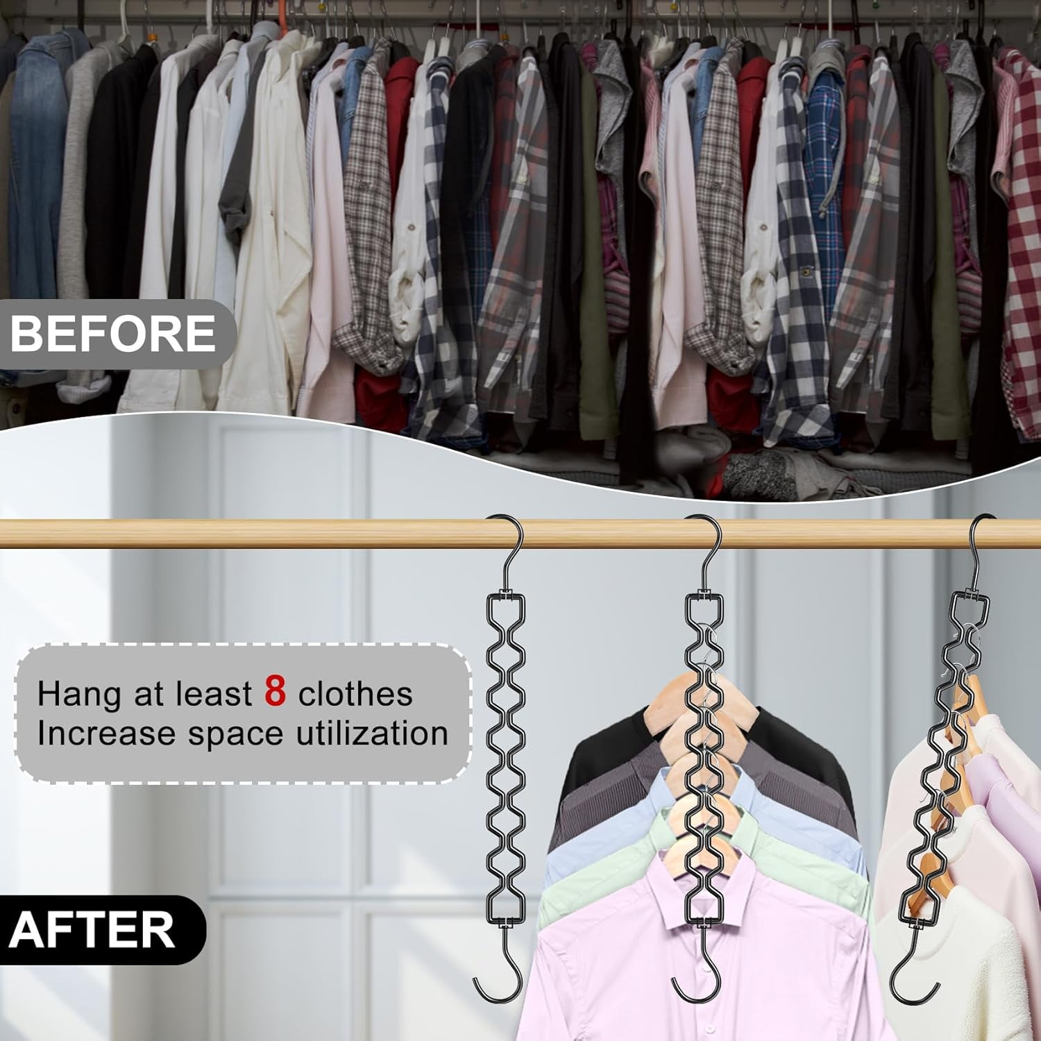 RGRVFD-3 Pack Space Saving Hangers for Clothes, Heavy Duty 30Lbs ...