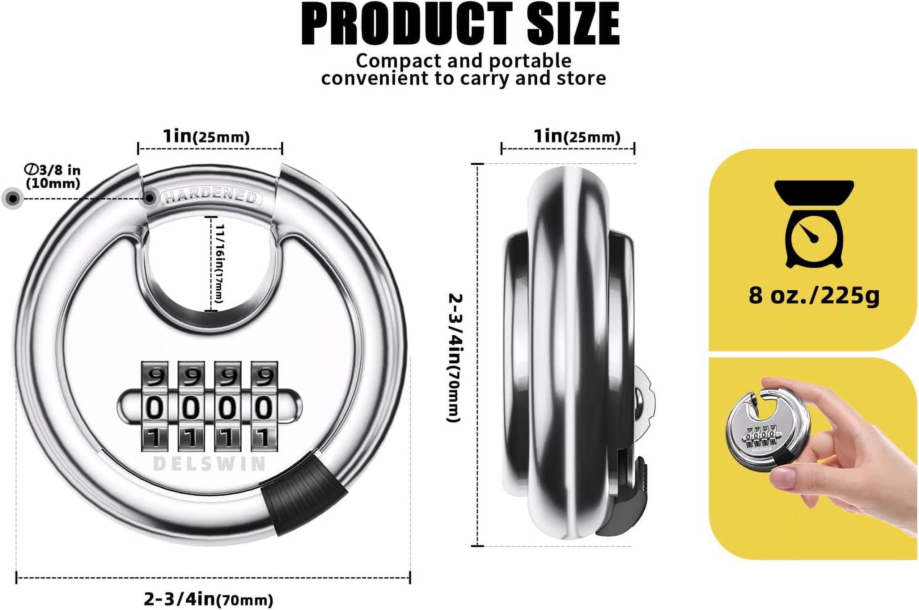 RGRVFD-4 Digit Combination Lock Disc Padlock with Hardened Steel ...