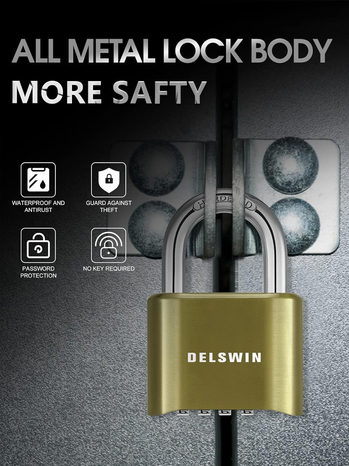 RGRVFD-4-Digit Combination Lock Outdoor Padlock - Heavy Duty Locker ...