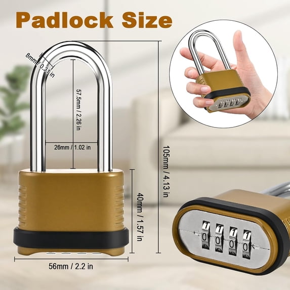 RGRVFD-4 Digit Heavy Duty Combination Lock - 105mm Long Shackle ...