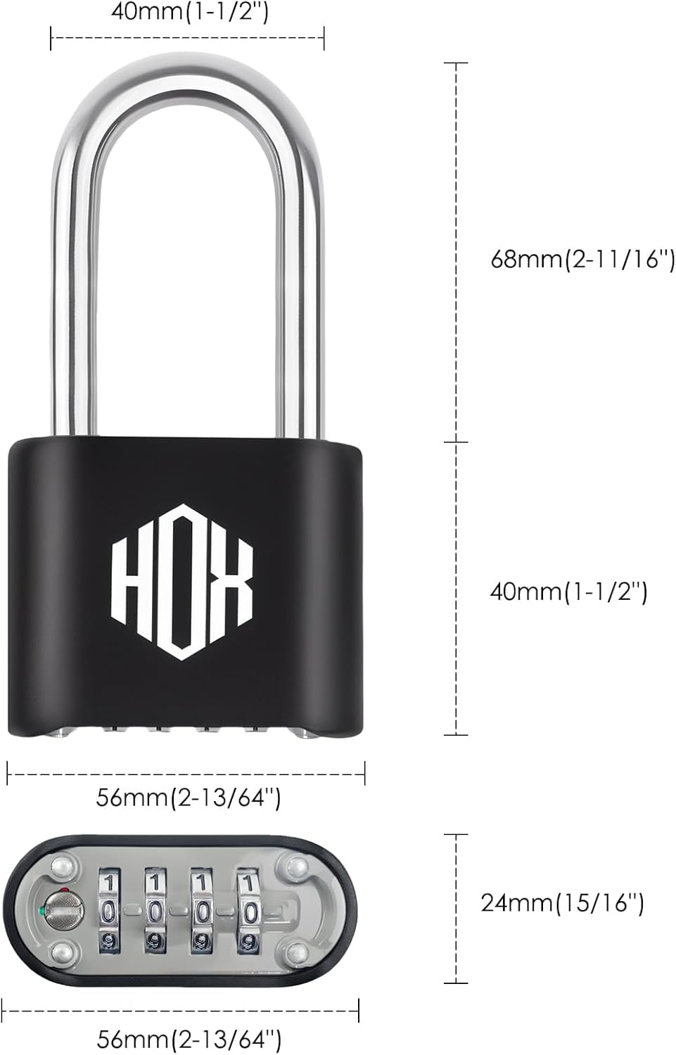 RGRVFD-4 Digit Heavy Duty Combination Lock, 2.7 Inch Long Shackle ...