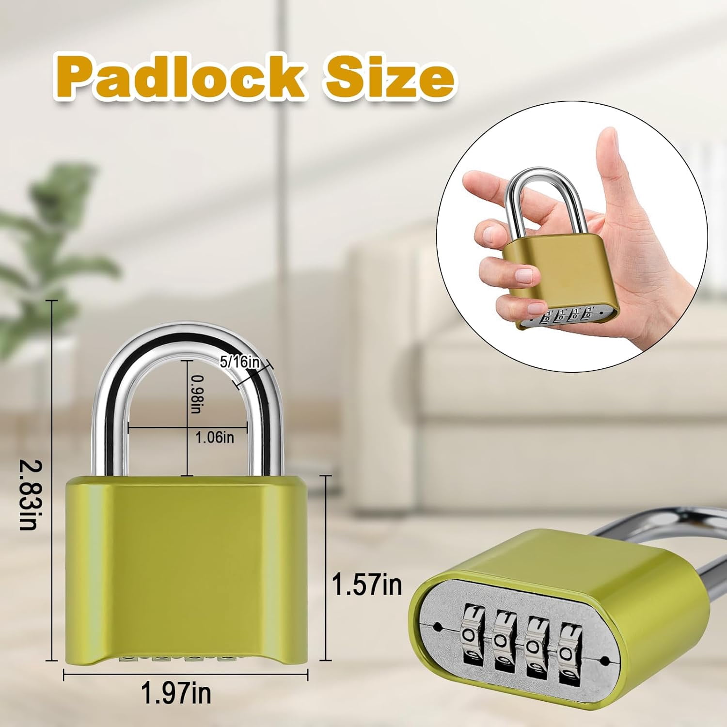 RGRVFD-4 Digit Heavy Duty Combination Padlock, Weatherproof Combination ...
