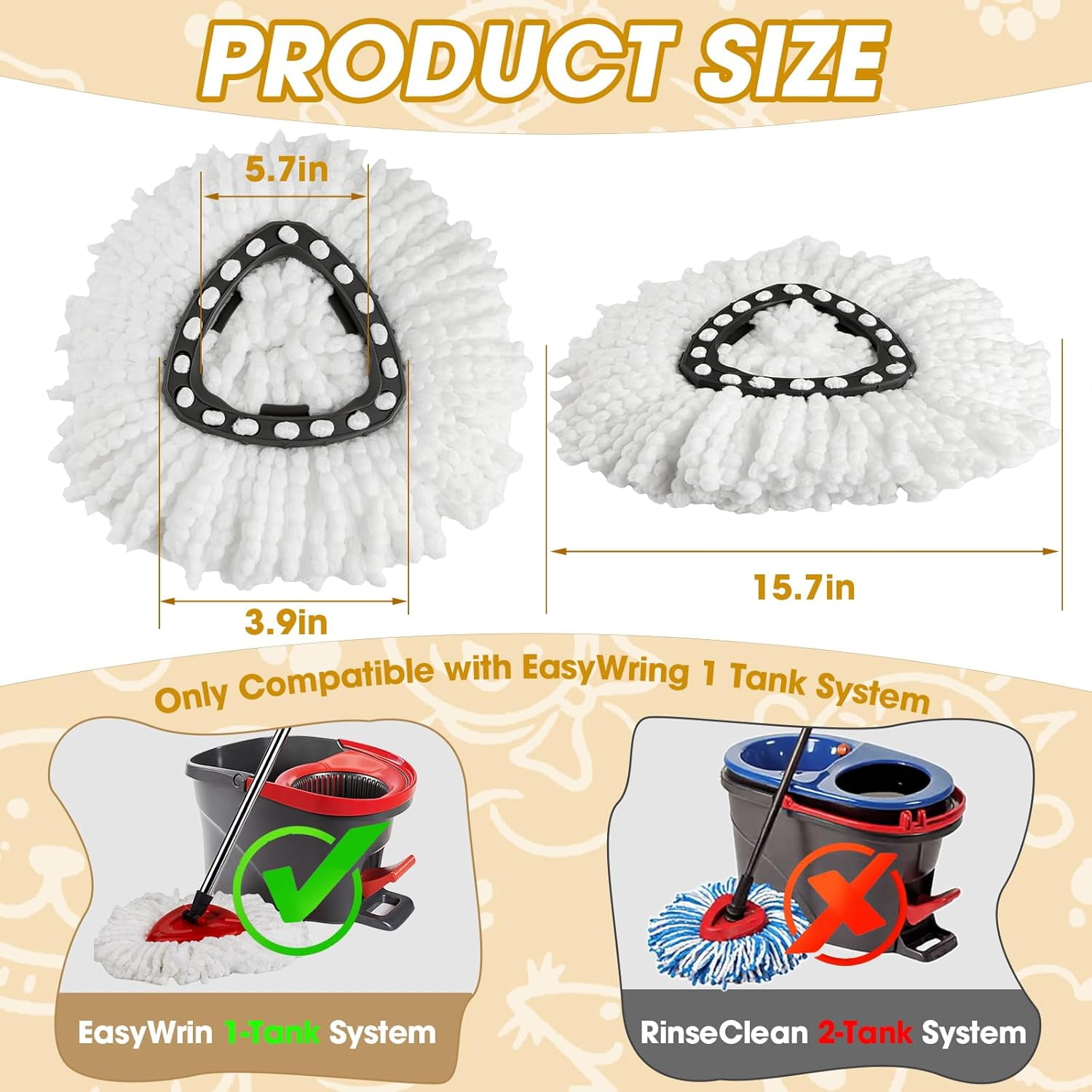 RGRVFD-6 Pack Mop Head Replacement, Microfiber Spin Mop Refill Replace ...