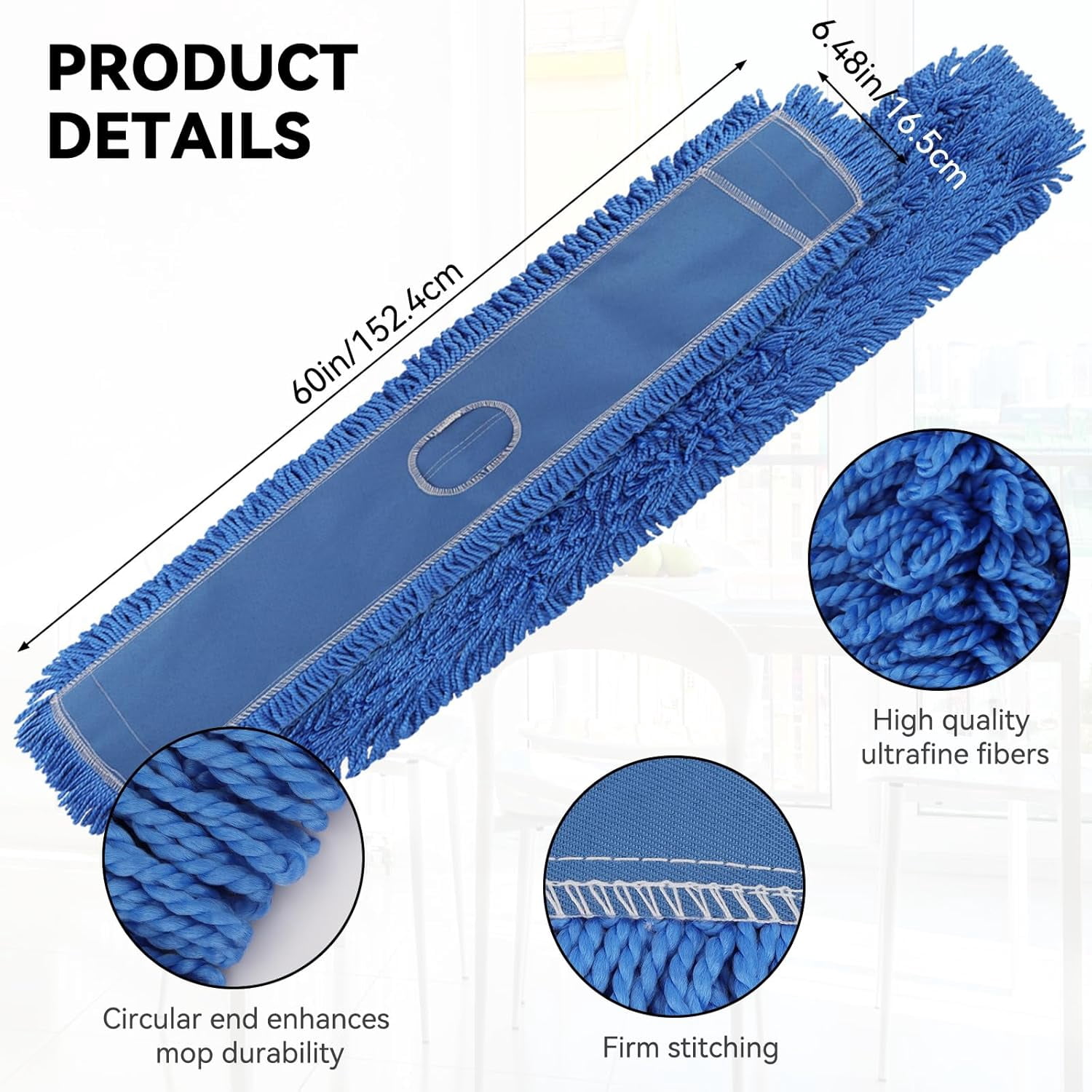 RGRVFD-60 Inch Dust Mop Head: Replacement Medium Washable Commercial ...