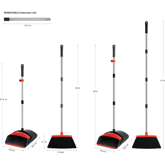 RGRVFD-Broom and Dustpan Set, Broom with Dustpan Combo Set 54-in Long ...