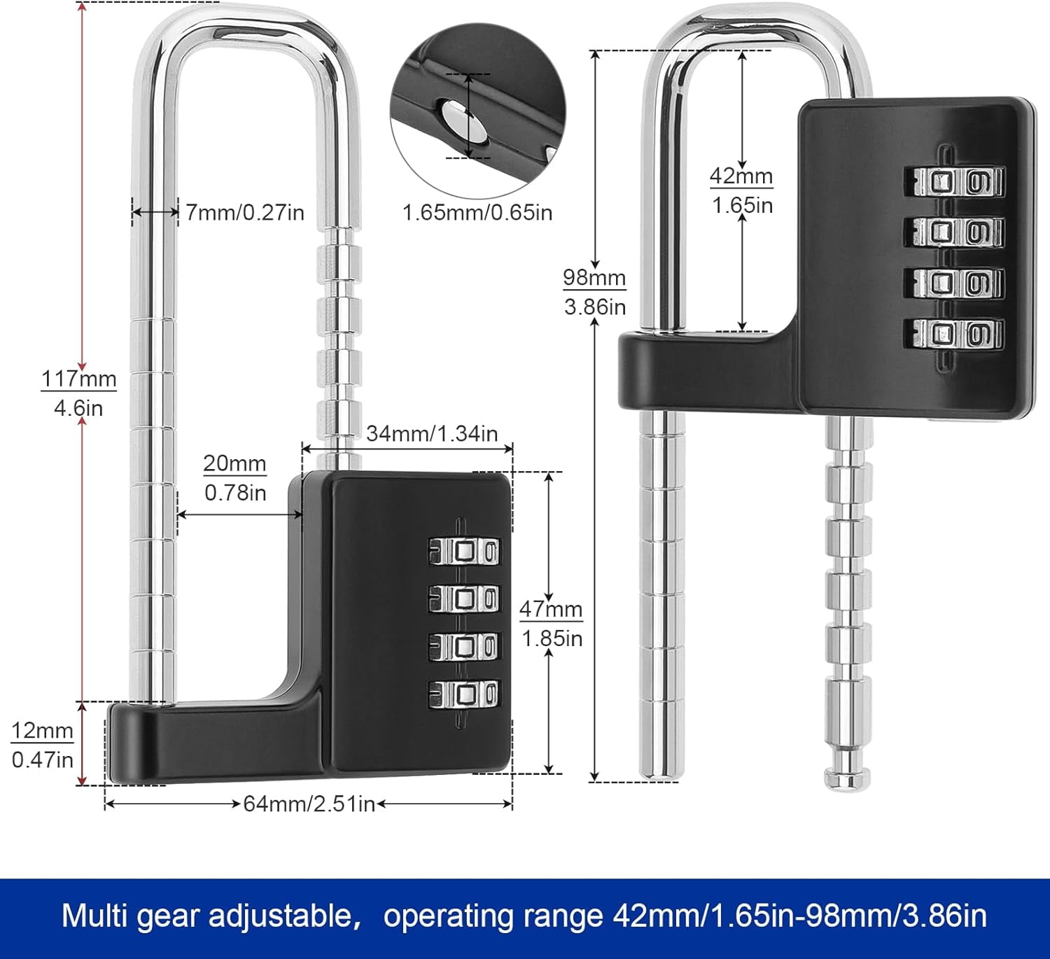 RGRVFD-Cabinet Lock, 4 Digit Combination Padlock, Stainless Steel Gym ...