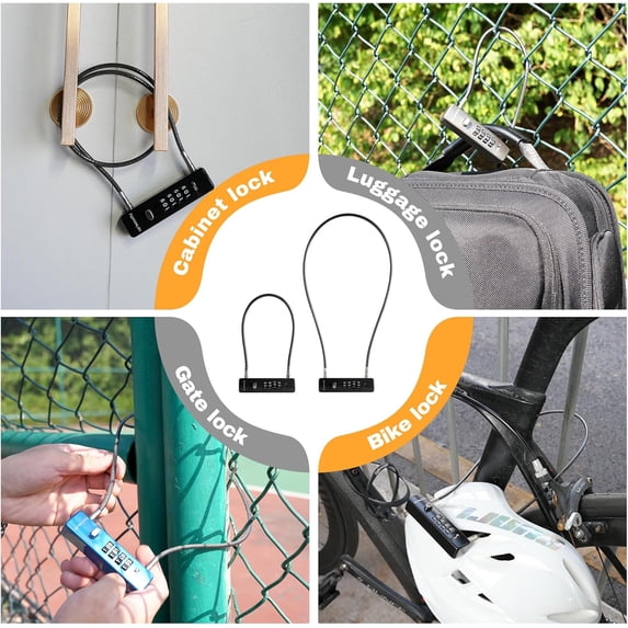 RGRVFD-Cable Lock with Combination Lock, Storage Containers and Outdoor ...