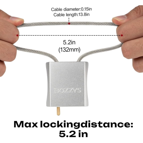 RGRVFD-Cable Padlock with 3 Keys | L 1.15ft(0.35m),D 1/6in(4mm ...