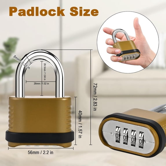 RGRVFD-Combination Lock | 4-Digit Heavy Duty Combo Lock - 26.5mm ...