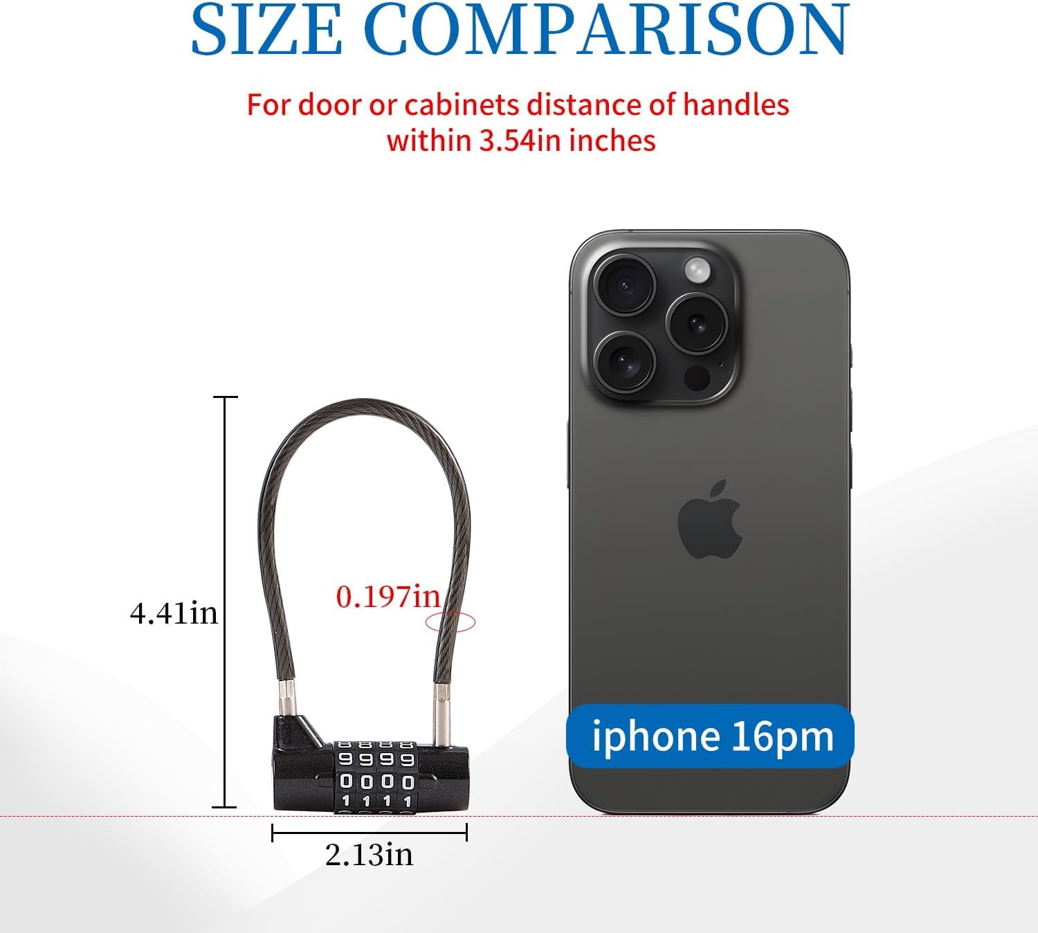 RGRVFD-Combination Lock Cable Lock with 4 Digits Cabinet Lock with 3.5 ...