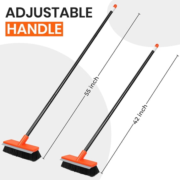 RGRVFD-Deck Brush with Long Handle, Stiff Bristle Floor Scrub Broom, 55 ...