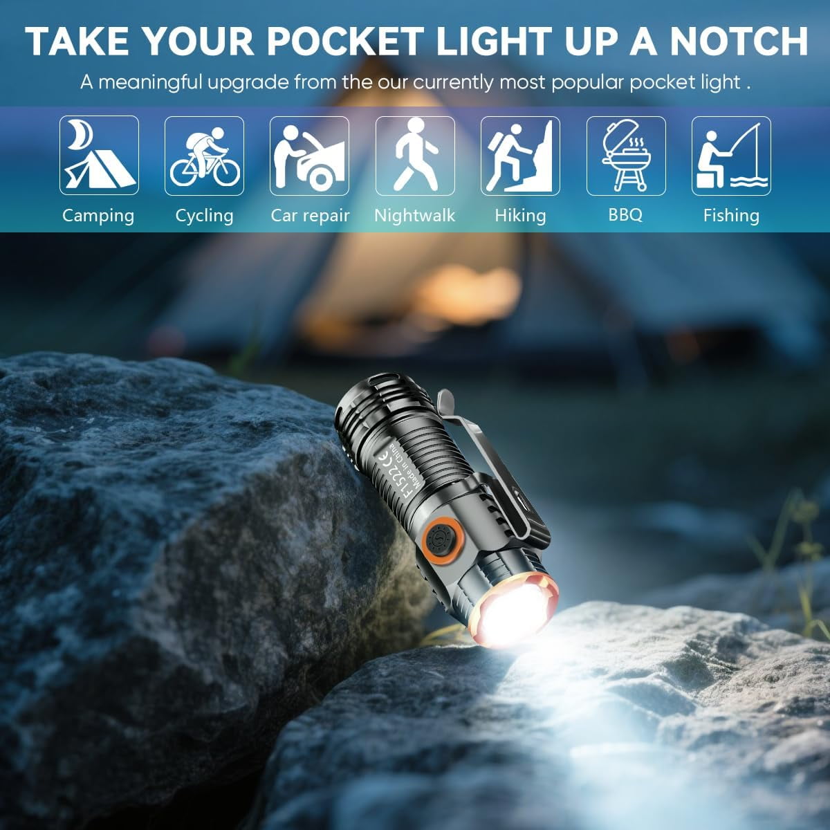 RGRVFD-EDC Flashlight, Led Rechargeable Mini Pocket Light with Clip ...