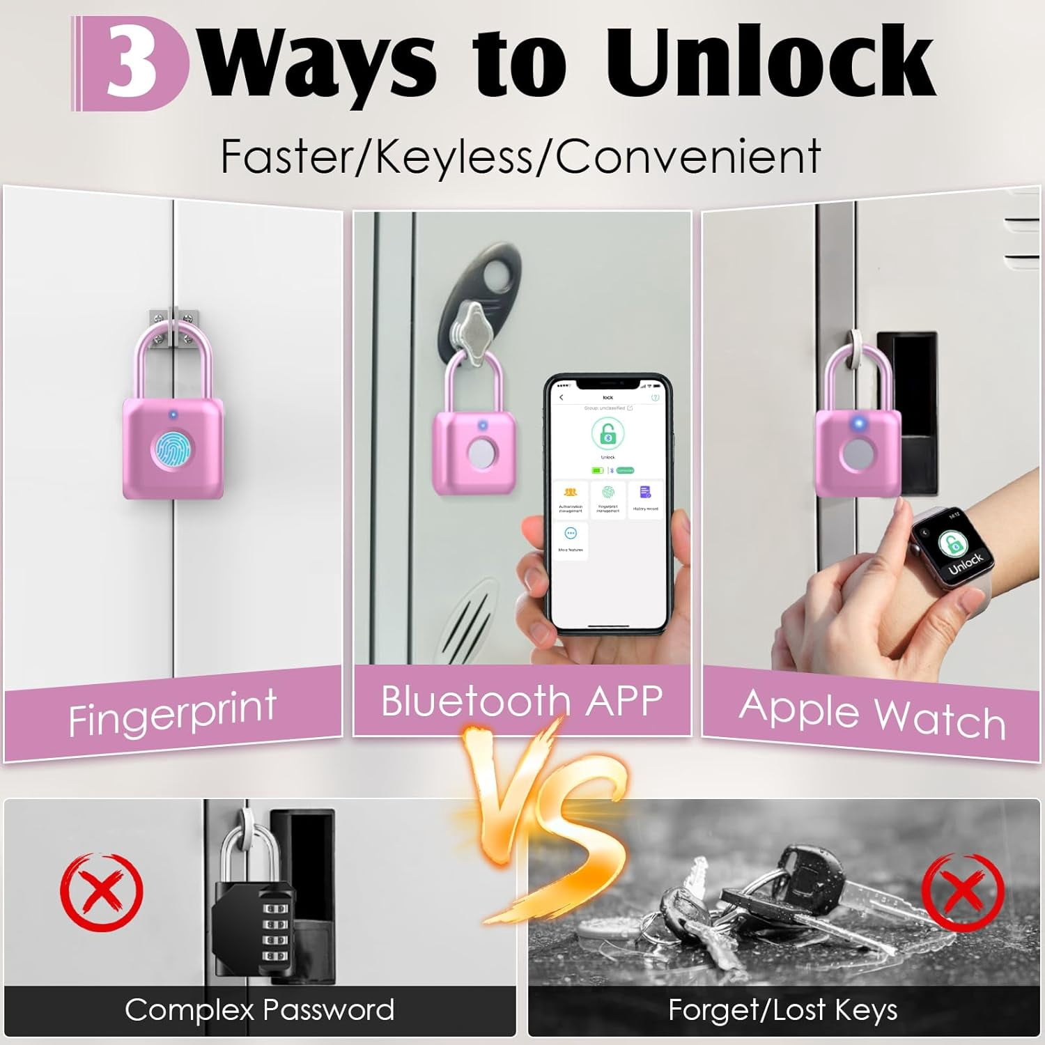RGRVFD-Fingerprint Padlock,Smart Padlock APP Control,Fingerprint Locker ...