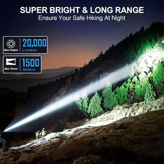 RGRVFD-Flashlights High Lumens Rechargeable, Super Bright Long Range ...
