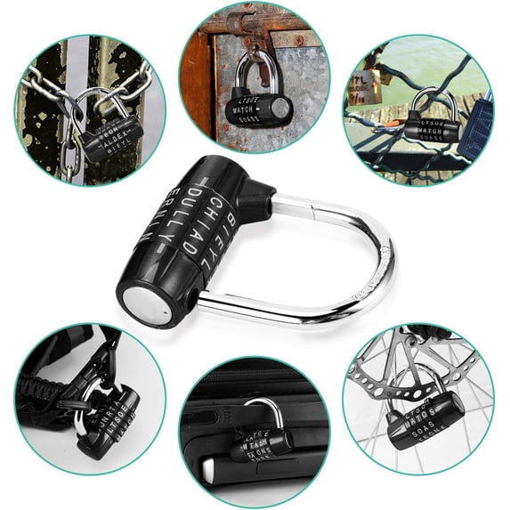 RGRVFD-Gym Locker Lock,5 Letter Heavy Duty Alloy Padlock Password ...