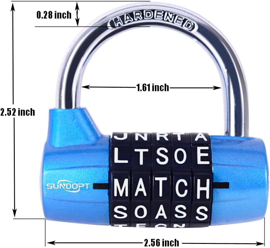 RGRVFD-Gym Locker Lock,5 Letter Word Lock,5 Digit Combination Lock ...