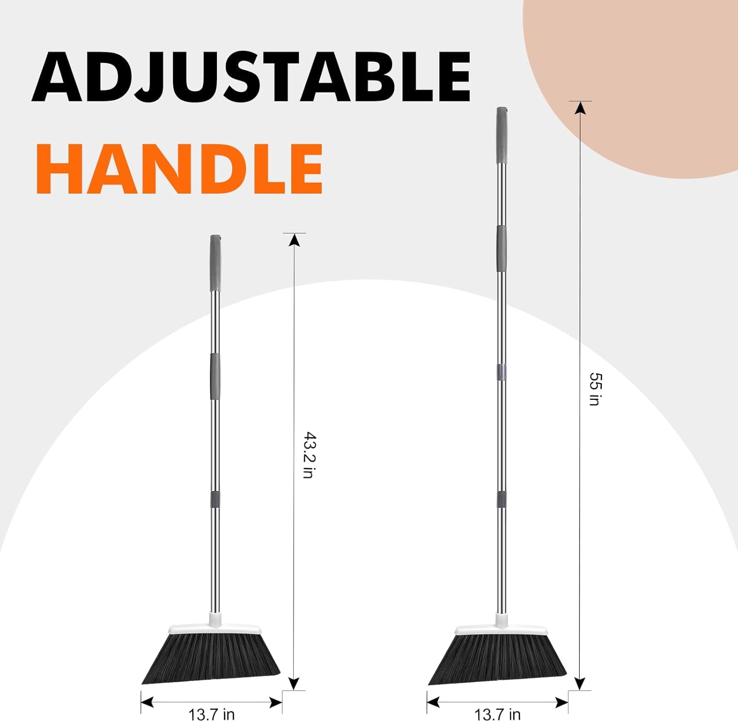 RGRVFD-Heavy Duty Broom, 55 Inch Long Handle Outdoor Large Angle Brooms ...