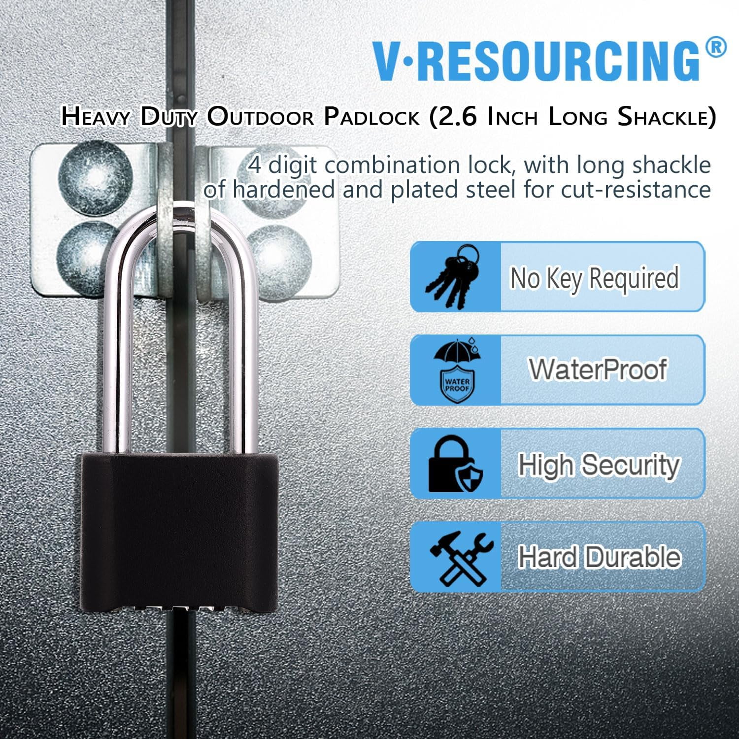 RGRVFD-Heavy Duty Combination Lock,V-RESOURCING 4 Digit Resettable ...