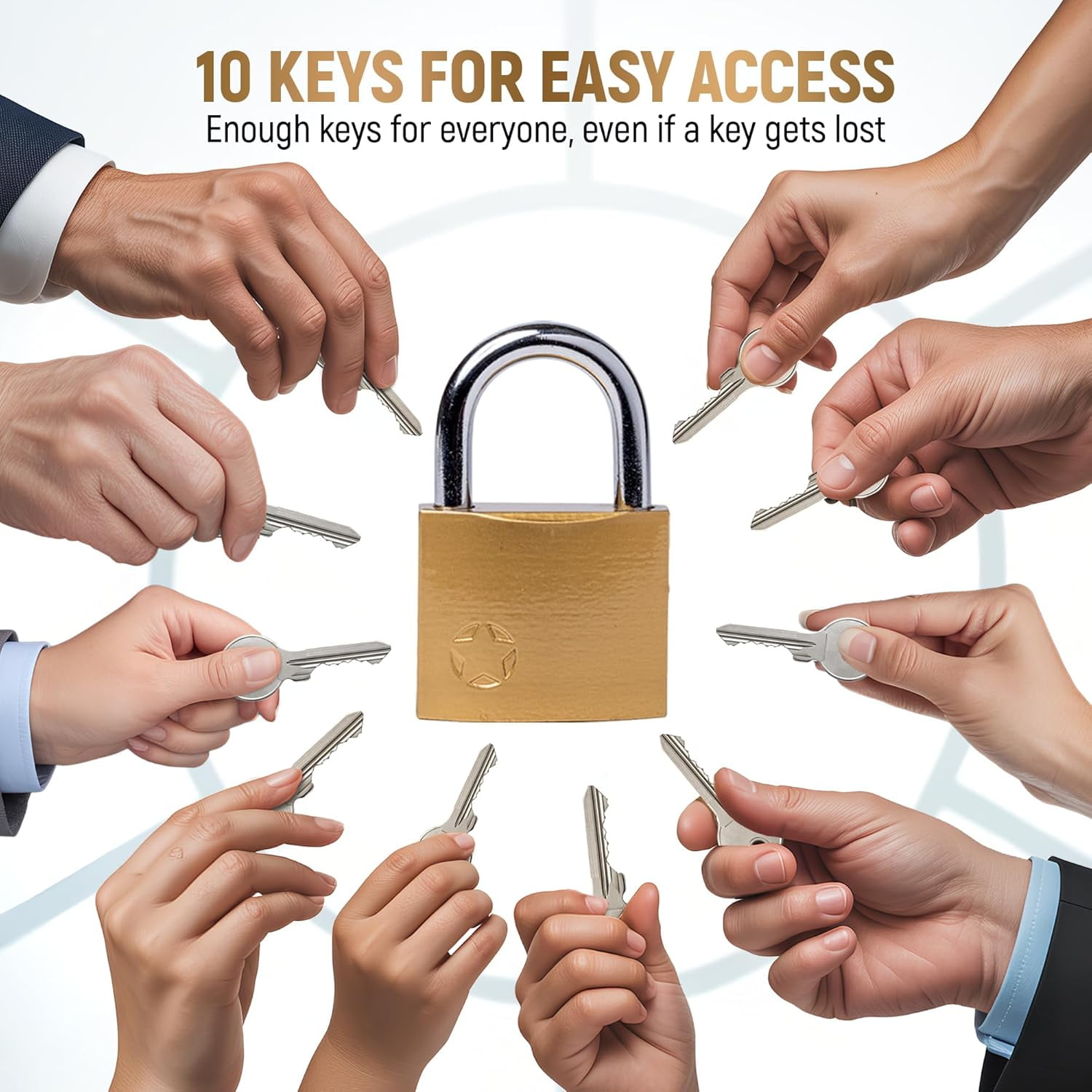 RGRVFD-Keyed Padlock – Lock with 10 Keys – Large 2 Inch Size ...