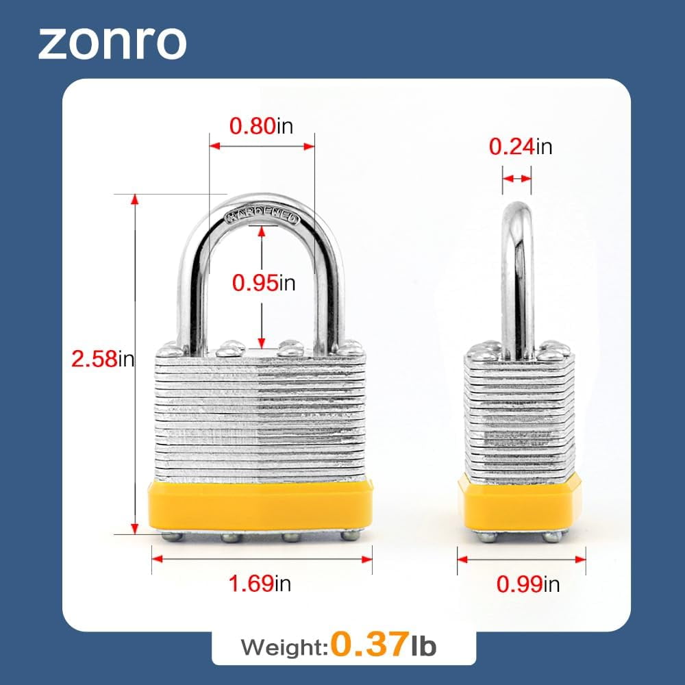 RGRVFD-Locks Laminated Steel Keyed Padlocks,Keyed Alike Locks, 1-9/16 ...