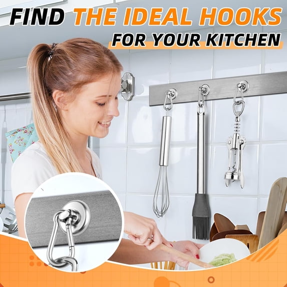 RGRVFD-Magnetic Hooks with Swivel Carabiner, Neodymium Magnet Hooks for ...