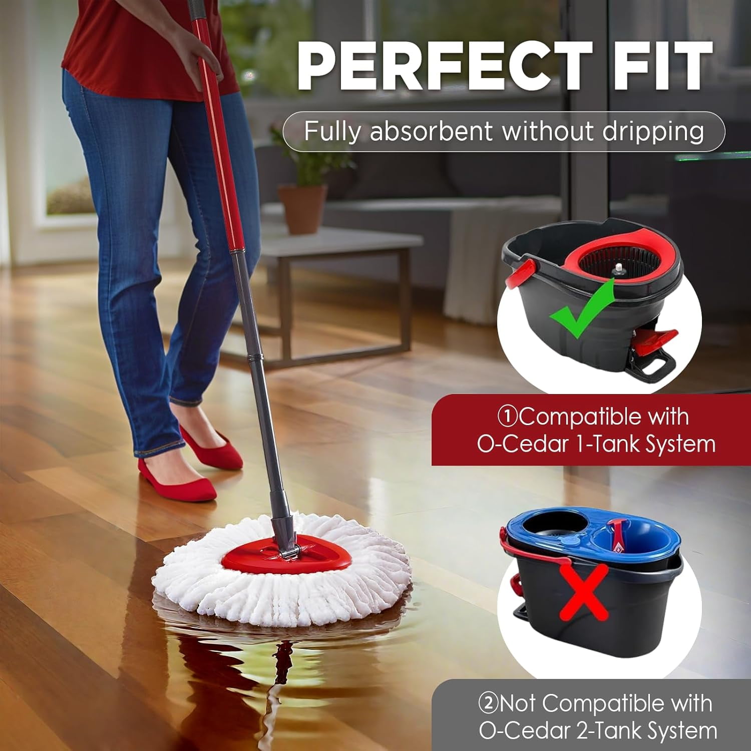 RGRVFD-Mop Head Replacement for O-Cedar Easy Wring 1-Tank System Spin ...