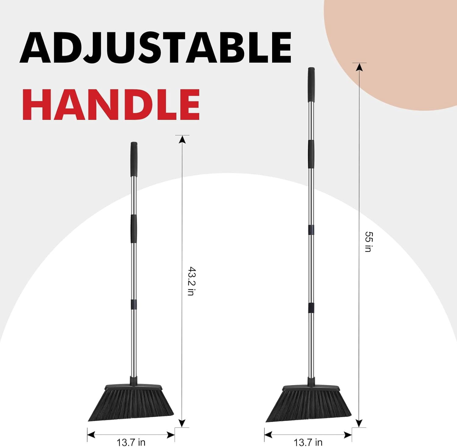 RGRVFD-NACENA Heavy Duty Broom, 55 Inch Long Handle Outdoor Large Angle ...