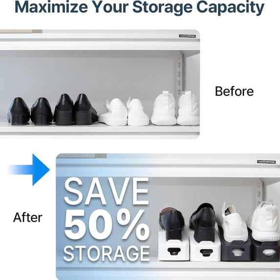 RGRVFD-One-Piece Shoe Slot Organizer 10 Pack, Space-Saving Stackers for ...