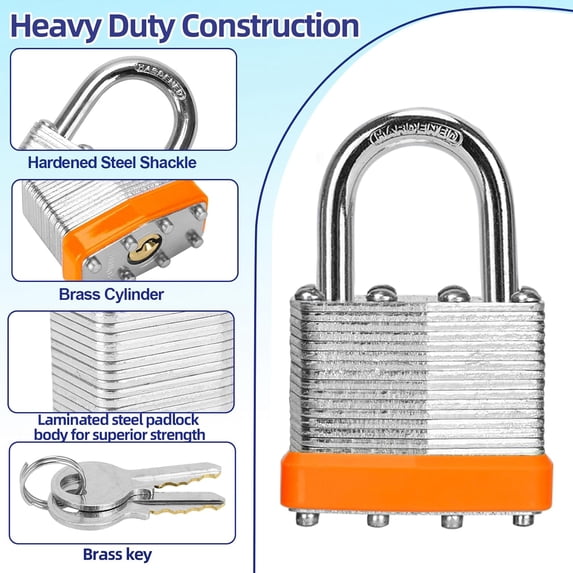 RGRVFD-Padlocks with Same Key, 6 Pcs Laminated Keyed Padlock (1-9/16 ...