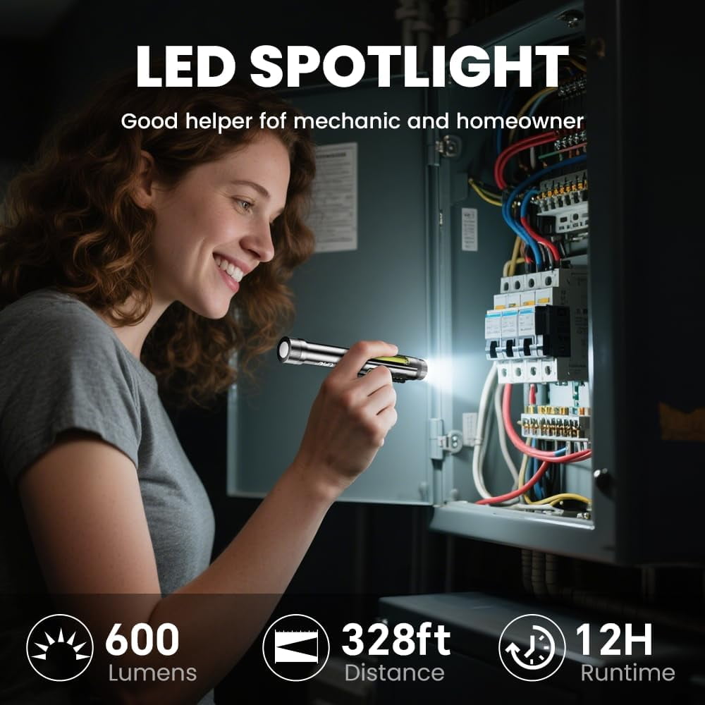 RGRVFD-Penlight Flashlight, Rechargeable Work Light 600 Lumens COB LED ...