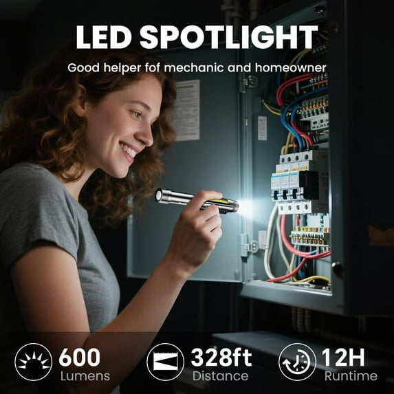 RGRVFD-Penlight Flashlight, Rechargeable Work Light 600 Lumens COB LED ...