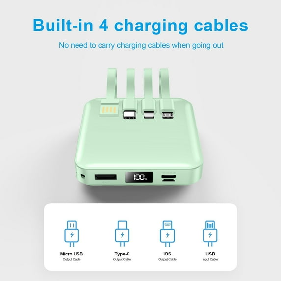 RGRVFD-Portable Charger with Built-in Cable,12000mAh 22.5W Fast ...