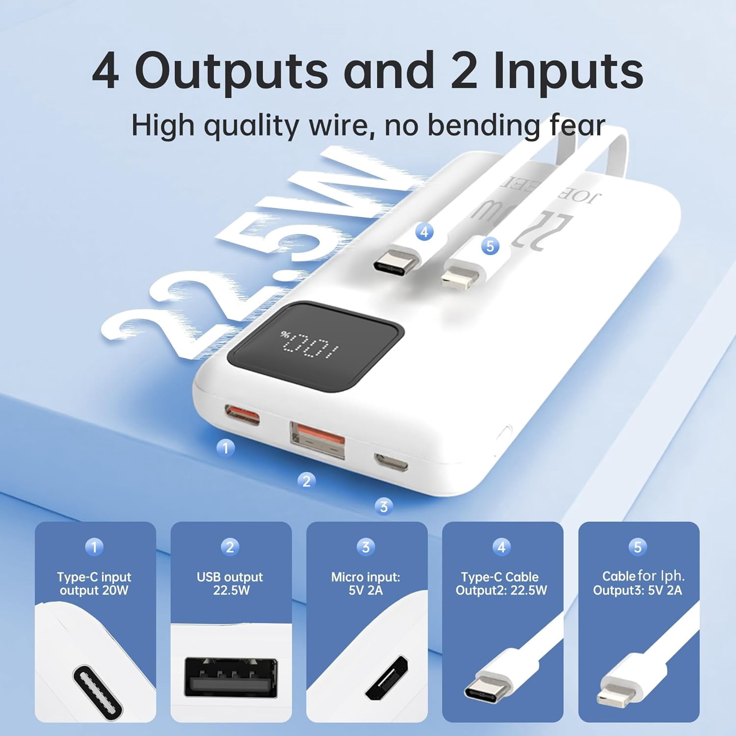 RGRVFD-Portable Charger built-in Cables,Super fast charging Power Bank ...