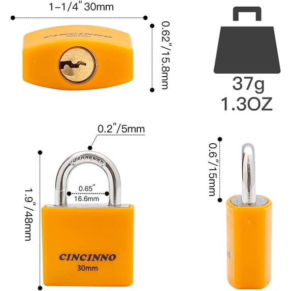 RGRVFD-Set of 8 Small LocksCovered Aluminum Keyed Alike Padlocks30MM ...