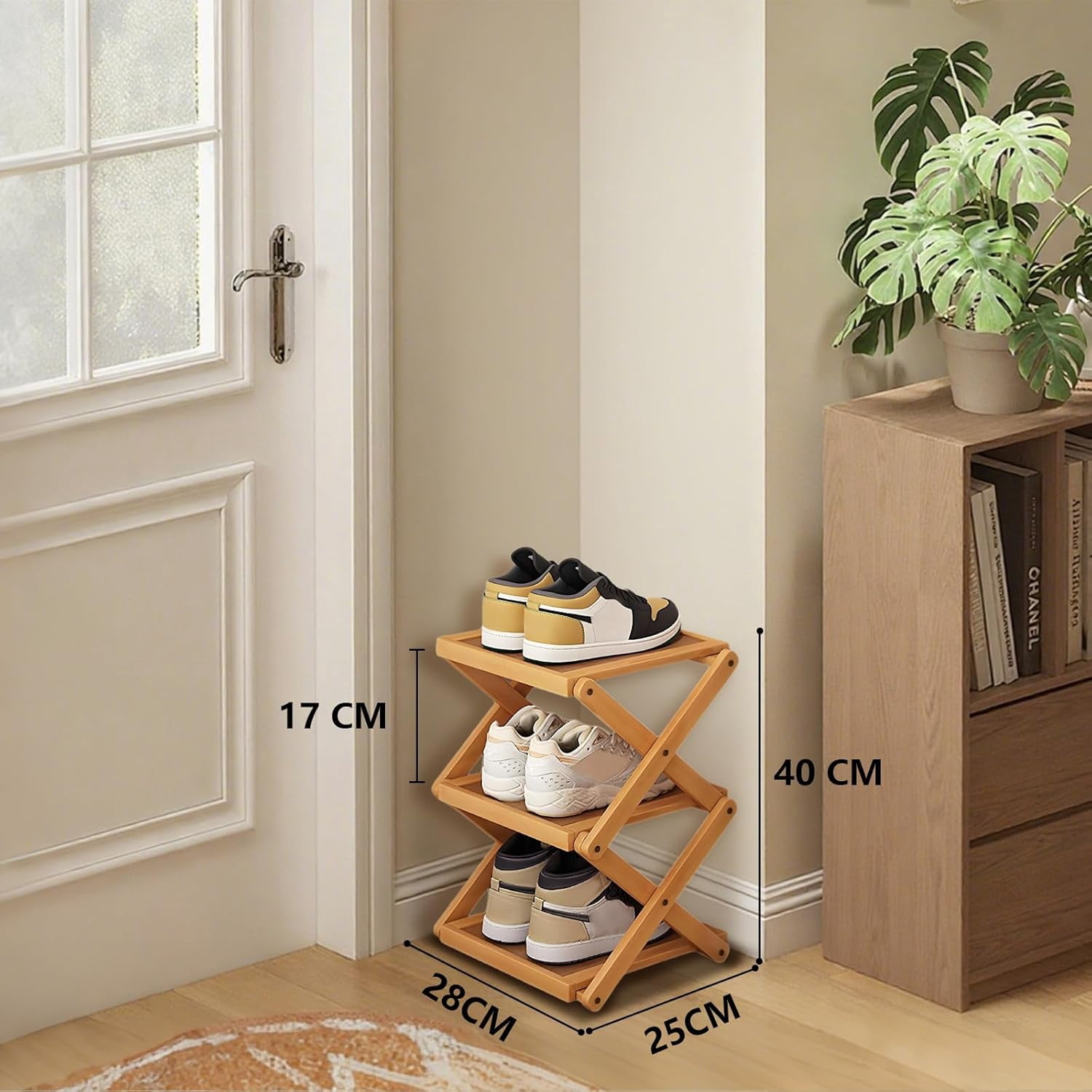 RGRVFD-Shoe Rack, Foldable Bamboo Shoes Shelf, Freestanding Shoe ...