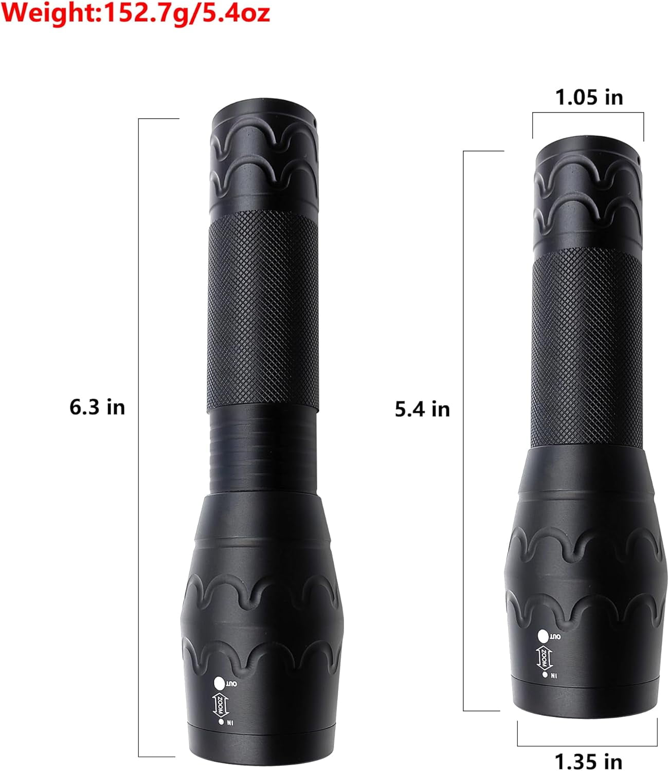 RGRVFD-Single Mode Flashlight, High Lumen LED Flashlights with Zoomable ...