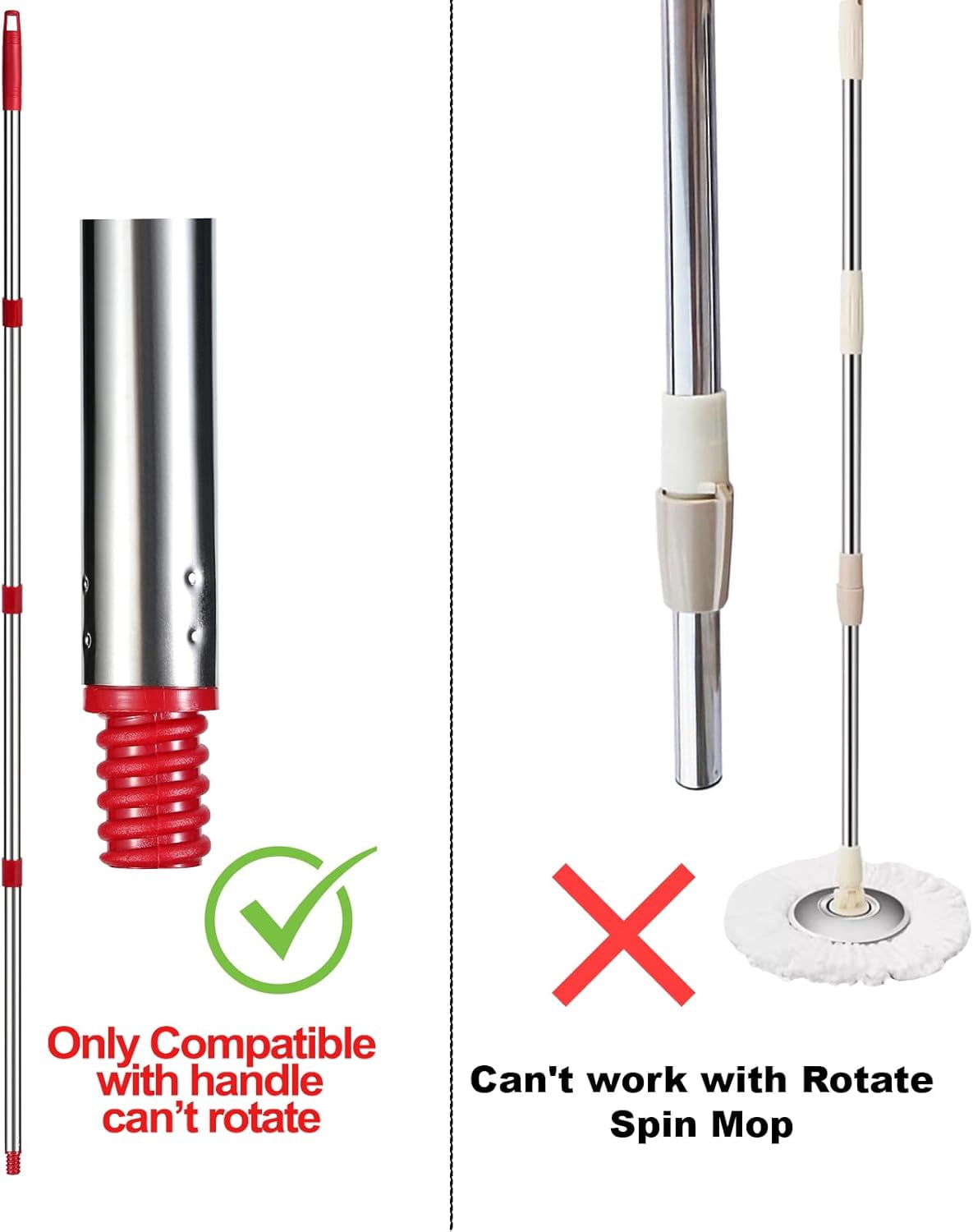 RGRVFD-Spin Mop Replacement Handle - 4 Section Mop or Broom Handle ...