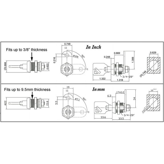 RGRVFD-Tubular Cam Lock, Keyed Alike Removable Key RV Compartment ...