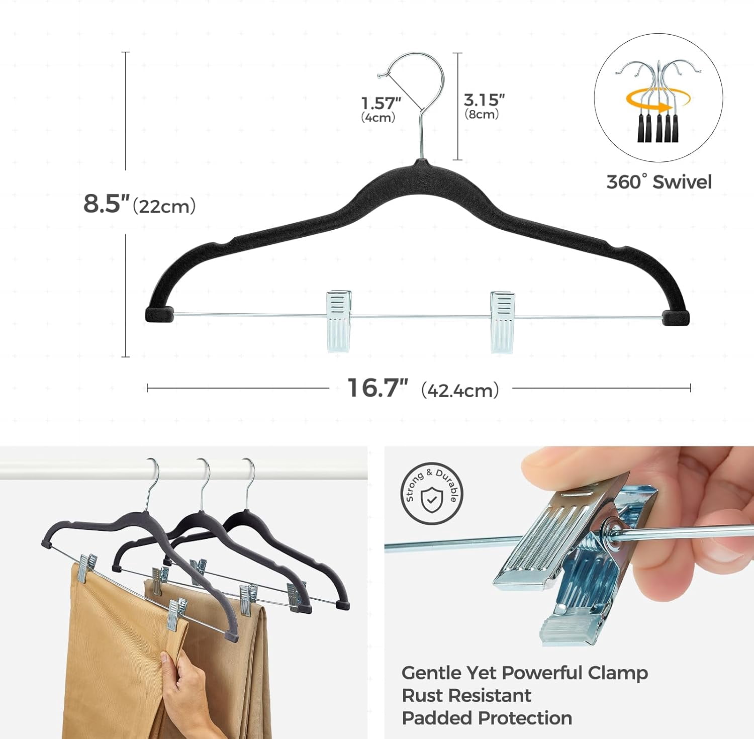 RGRVFD-Velvet Hangers with Adjustable Clips 20 Pack, Non-Slip Suit ...