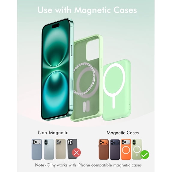 RGRVFD-for Magsafe Battery Pack, 5000mAh Magnetic Power Bank with Type ...