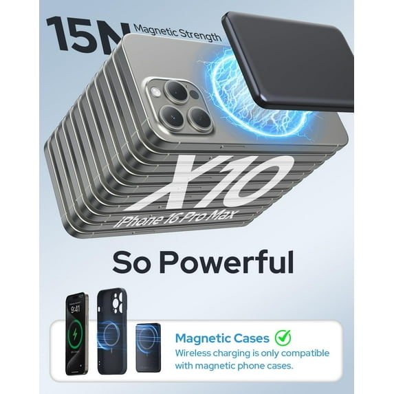 RGRVFD-for Magsafe Portable Charger,5000mAh Slim Wireless Magnetic ...