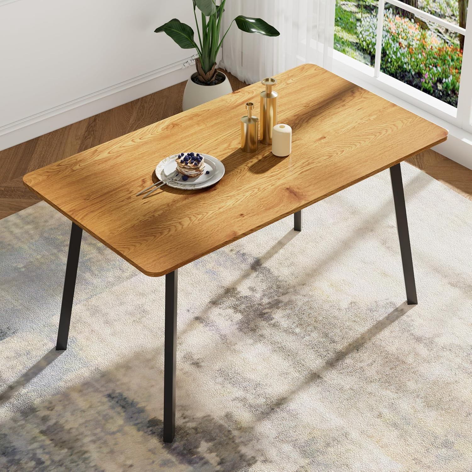 RGZ 53" Rectangle Dining Table for 2-4 Person, Modern Wooden Dining ...