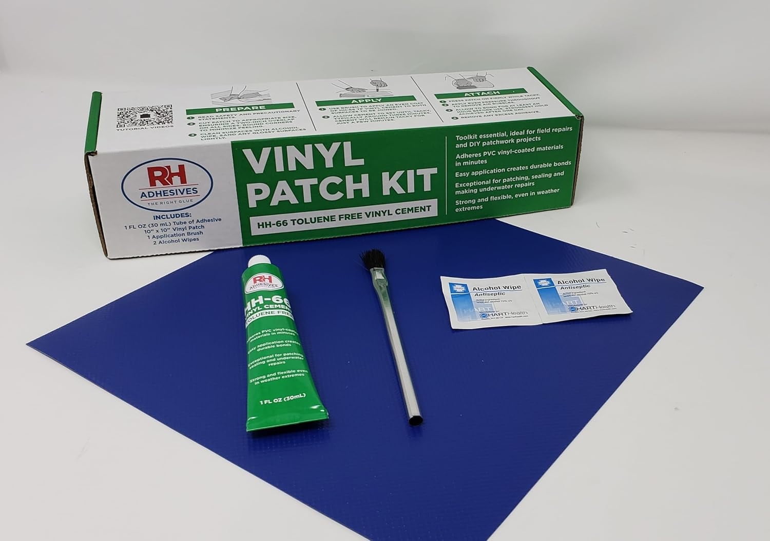 RH Adhesives Vinyl Patch Kit with 10-inch by 10-inch Reinforced Vinyl ...