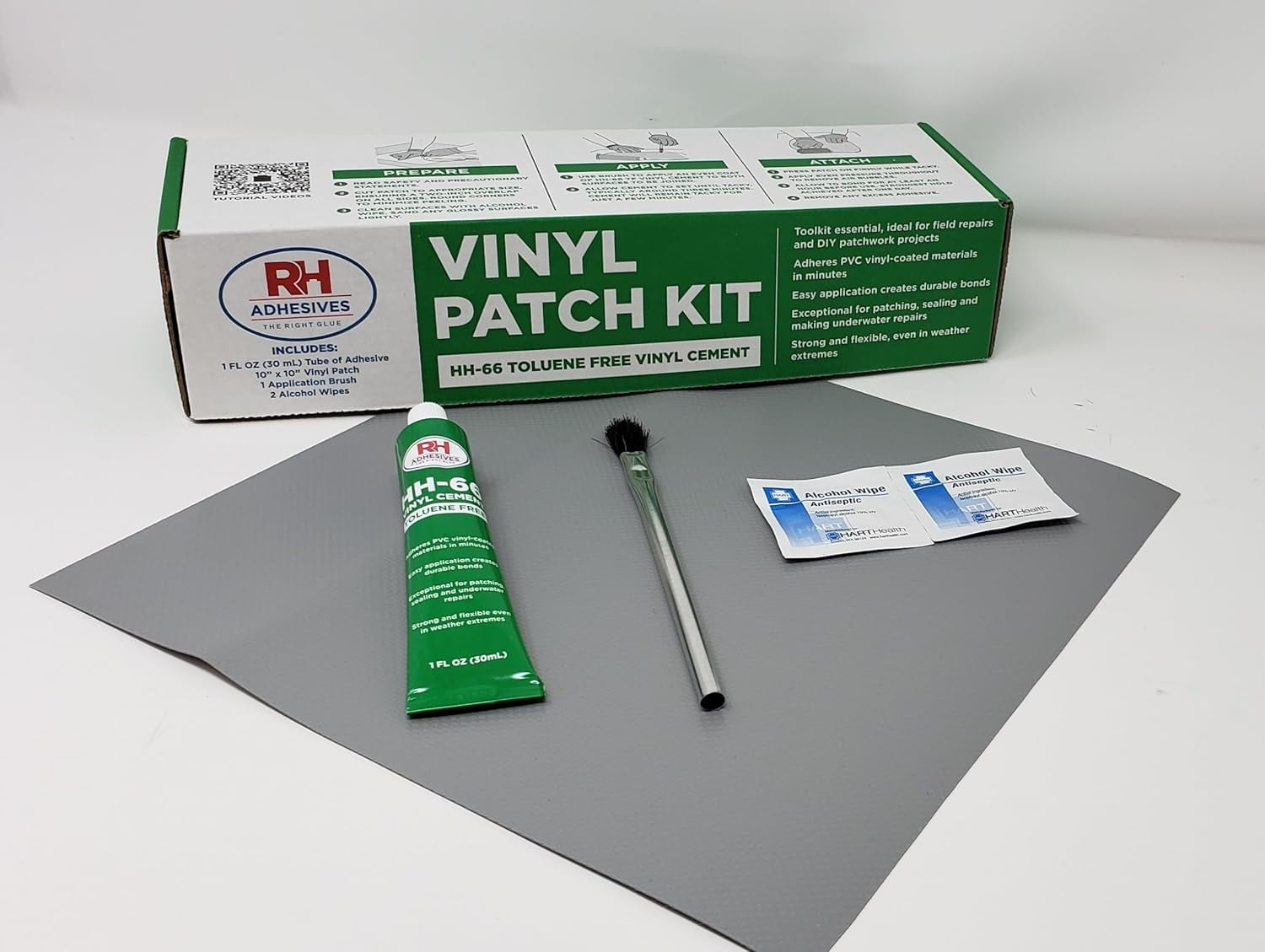 RH Adhesives Vinyl Patch Kit with 10-inch by 10-inch Reinforced Vinyl ...