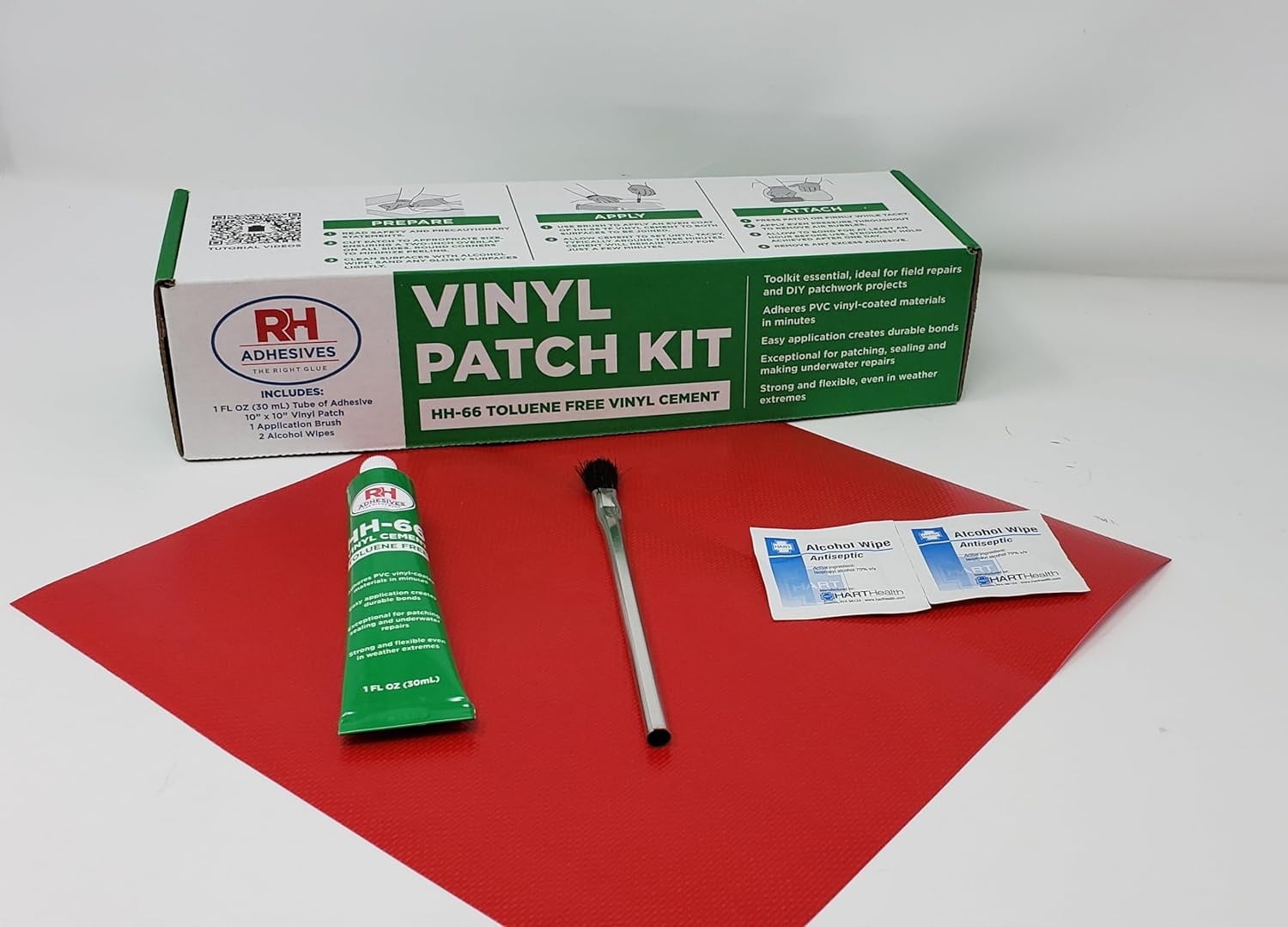 RH Adhesives Vinyl Patch Kit with 10-inch by 10-inch Reinforced Vinyl ...