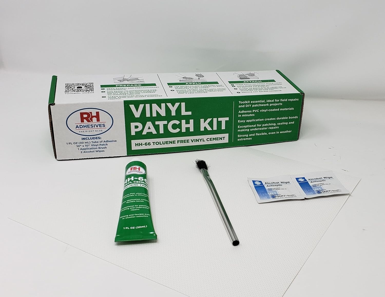 RH Adhesives Vinyl Patch Kit with 10-inch by 10-inch Reinforced Vinyl ...