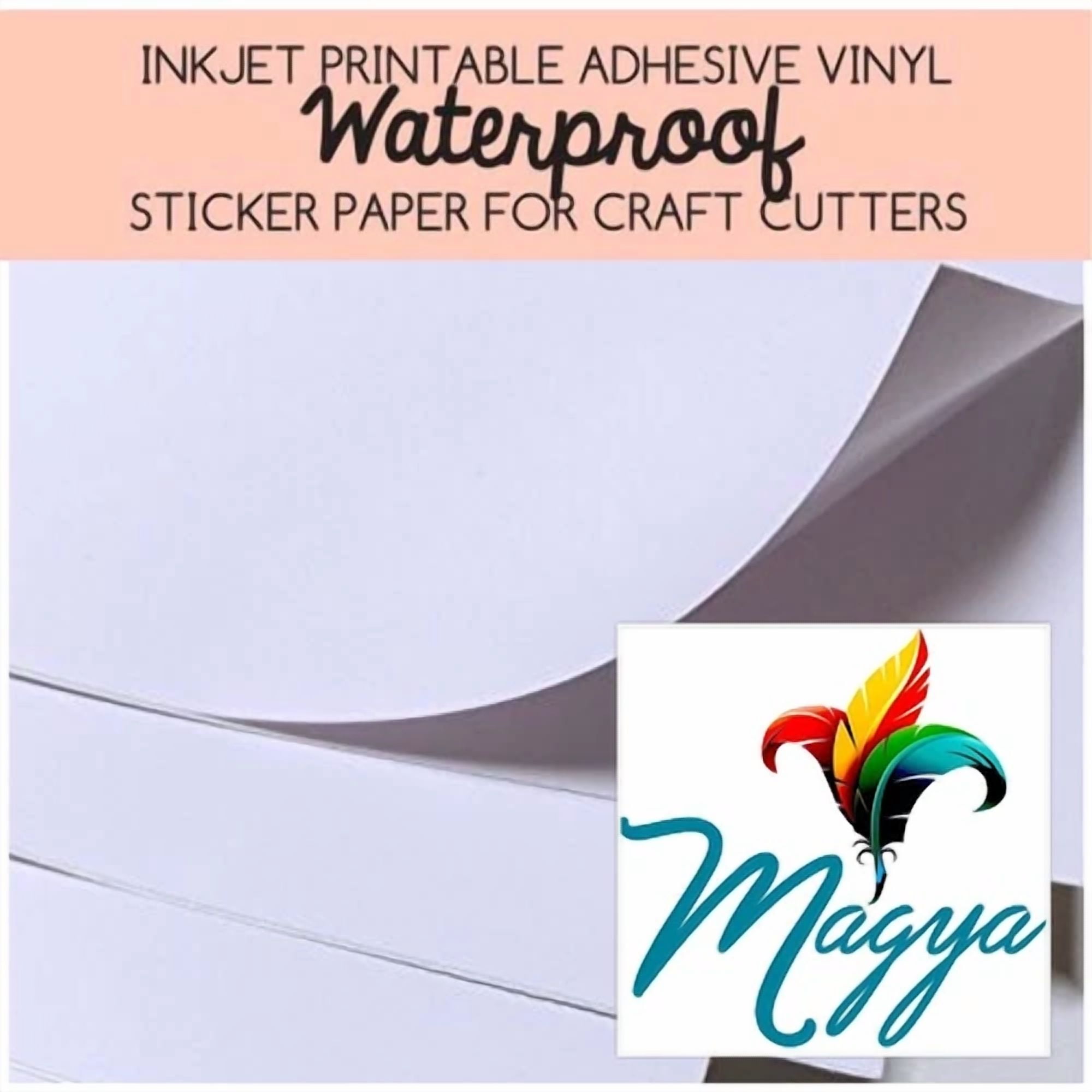 RHEA- 10 Sheets 8.5"X11" Ink Jet Printable White Satin Vinyl Sticker Pp ...