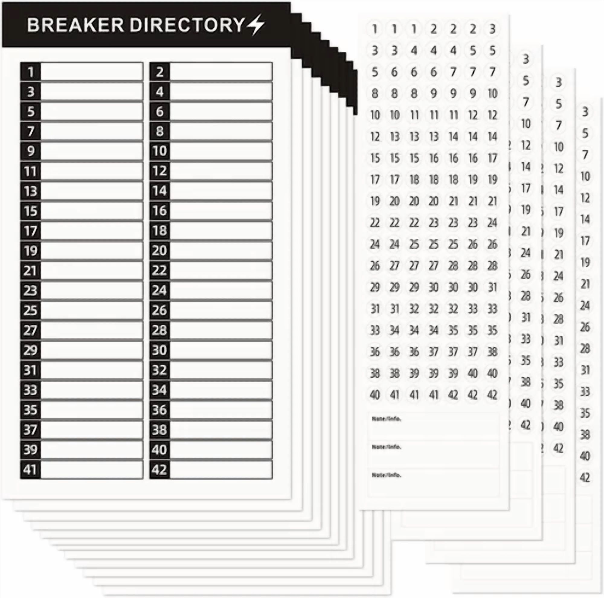RHEA- 16 Sheets Breaker Panel Labels Electrical Box Sticker Numbers ...