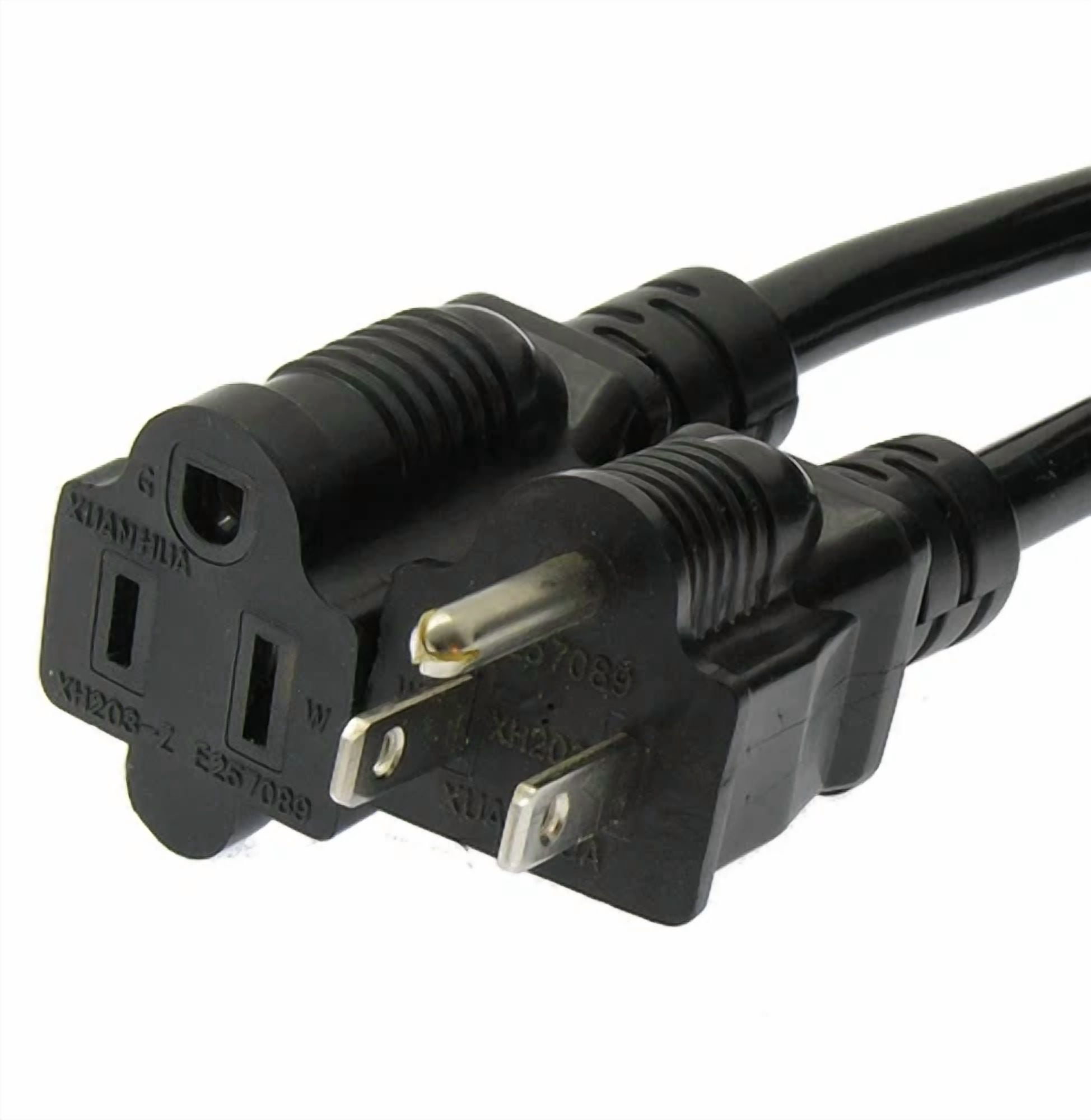 RHEA- 2 X1Ft 16Awg Short Power Extension Cord Cable 13A 125V Nema 5-15R ...