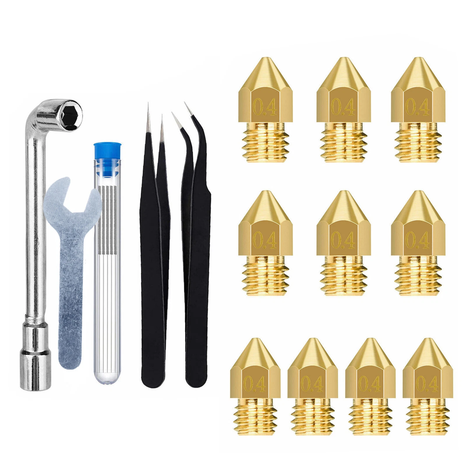 RHEA- 24Pcs Tool For 3D Printer Accessories Mk8 Brass Extruder Nozzles ...
